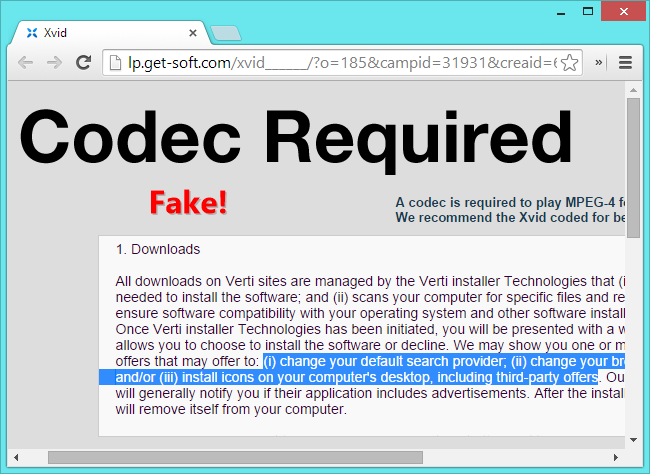 Beware: Never Download "Codecs" or "Players" To Watch Videos Online
