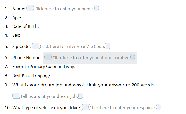 How to Create a Fillable Form With Microsoft Word
