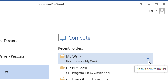 How to Pin Most-Used Files and Folders to the Open Screen in Office 2013