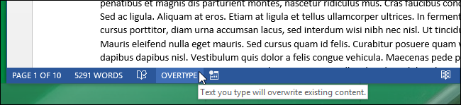 How to Control Insert/Overtype Mode in Word 2013