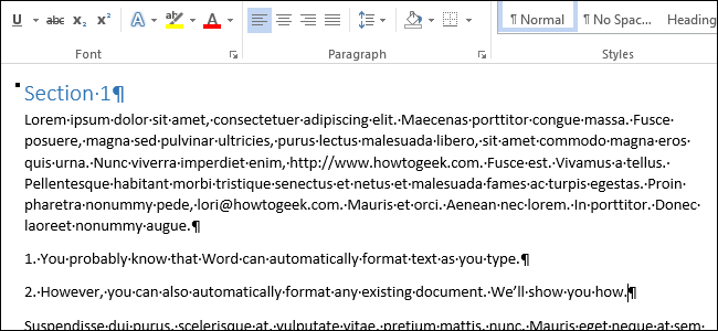 How To Automatically Format An Existing Document In Word 2013