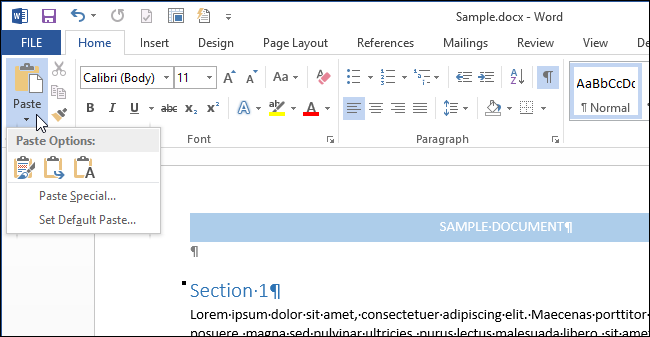 How to Get Rid of the Paste Options Box in Word 2013