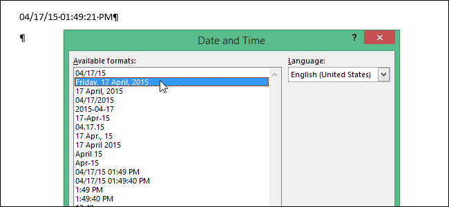 How to Set the Default Short and Long Date and Time Formats Used in Word