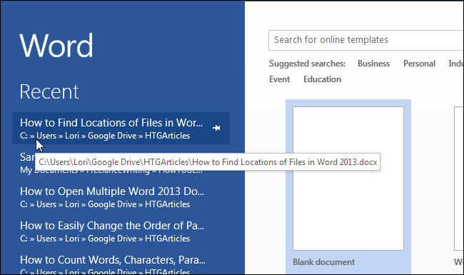 How to Find Locations of Files in Word