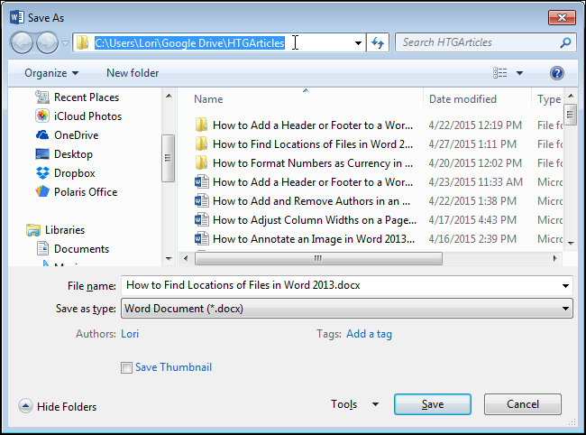 How to Find Locations of Files in Word