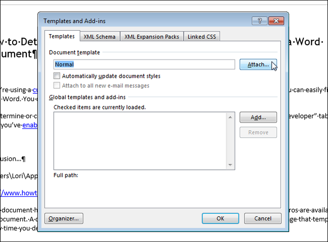 How to Determine and Change Which Template is Attached to a Word Document