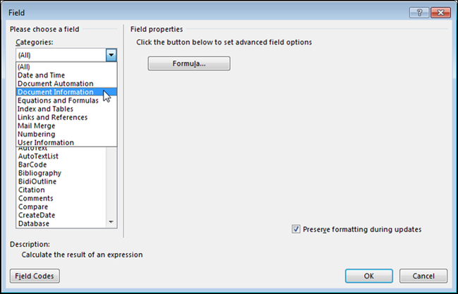 How To Insert Built In And Custom Advanced Properties Into A Word Document