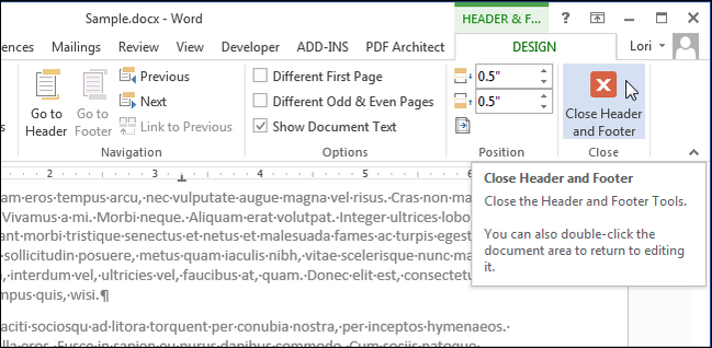 computer header and footer
