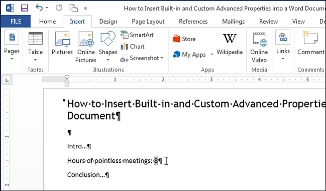How to Insert Built-in and Custom Advanced Properties into a Word Document