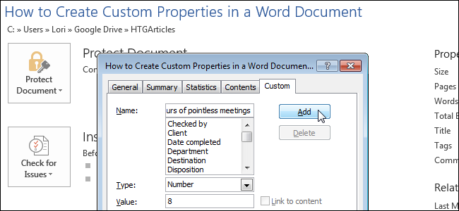 How to Create Custom Properties in a Word Document