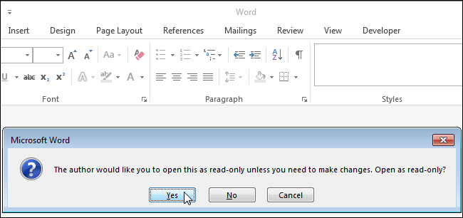 How to Force Word to Prompt Users to Open a Document as Read Only