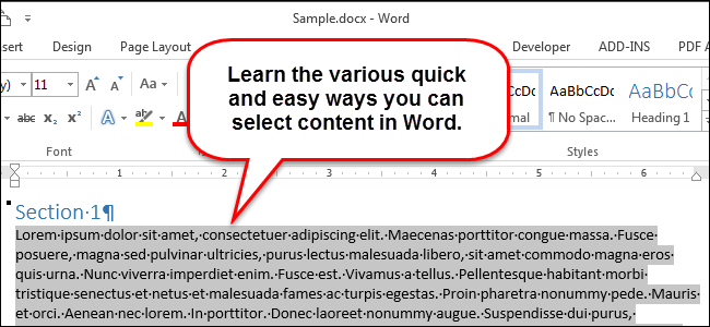 How to Quickly and Easily Select Blocks of Content in Word