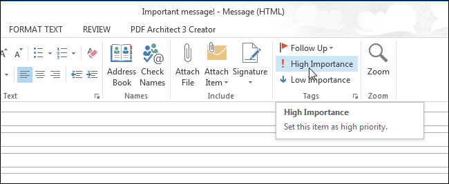 microsoft outlook importance