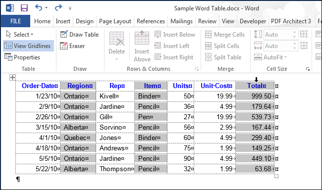 How to Select All or Part of a Table in Word