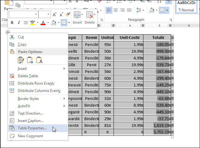 How to Freeze the Size of the Cells in a Table in Word