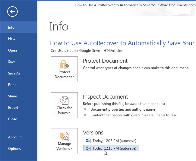 How to Use AutoRecover to Automatically Save Your Word Documents and ...