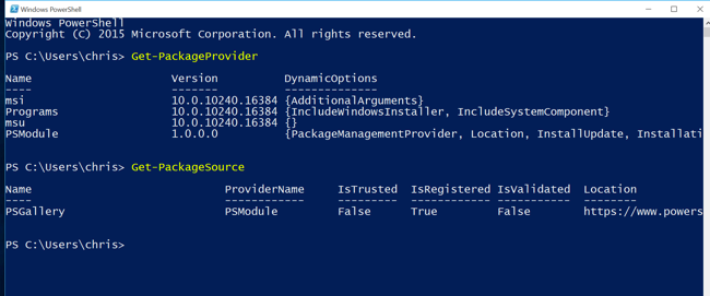 How to Use PackageManagement (aka OneGet) on Windows 10