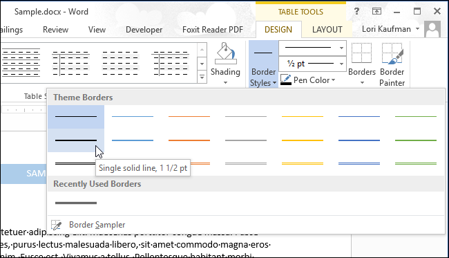 How to Add Borders to or Change Borders on a Table in Word