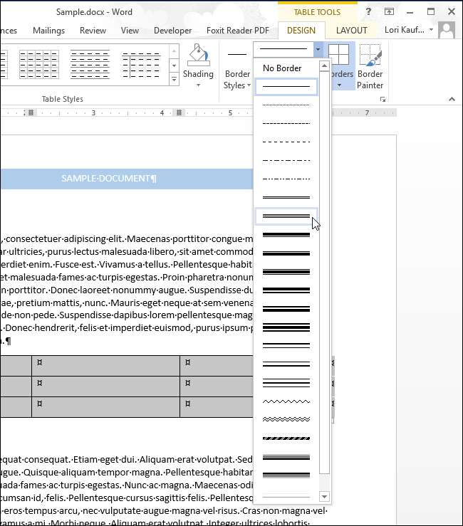 How to Add Borders to or Change Borders on a Table in Word