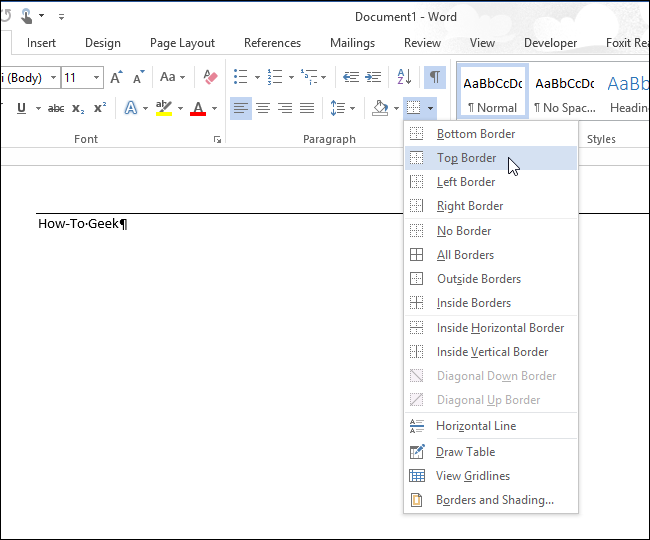 How to Overline Text in Word