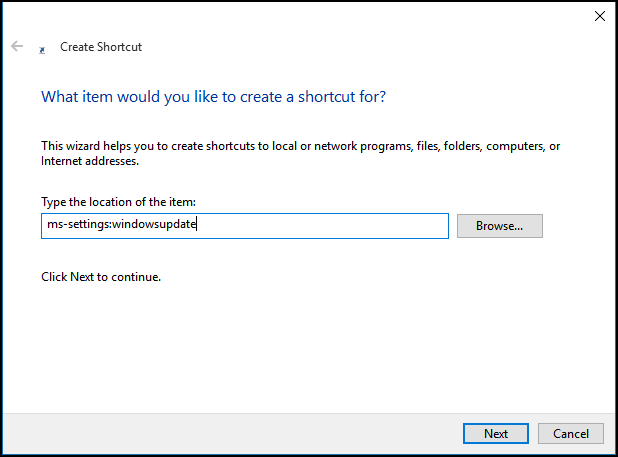 How to Create a Shortcut to Windows Update in Windows 10