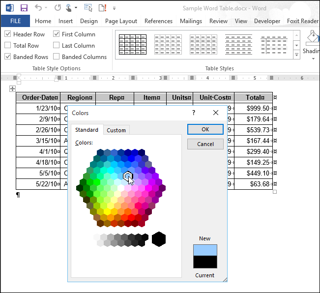 How to Add Shading to Table Cells in Word