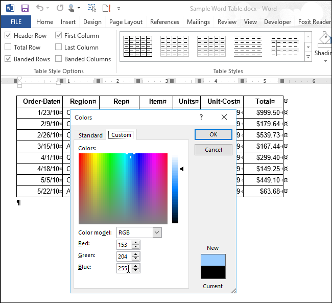 How to Add Shading to Table Cells in Word