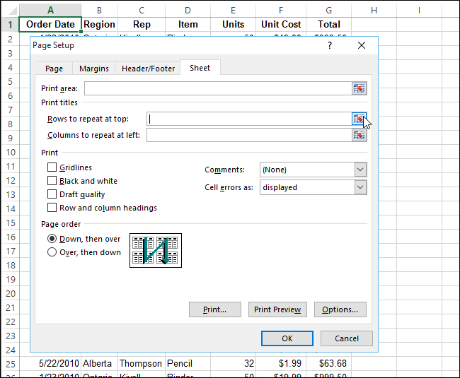 How to Repeat Specific Rows or Columns on Every Printed Page in Excel