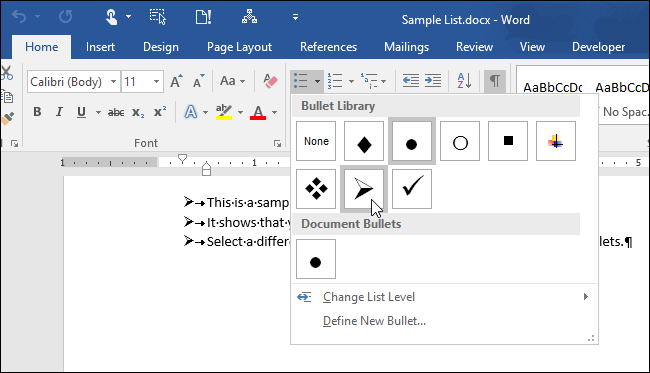 How to Customize the Bullets in a Bulleted List in Word