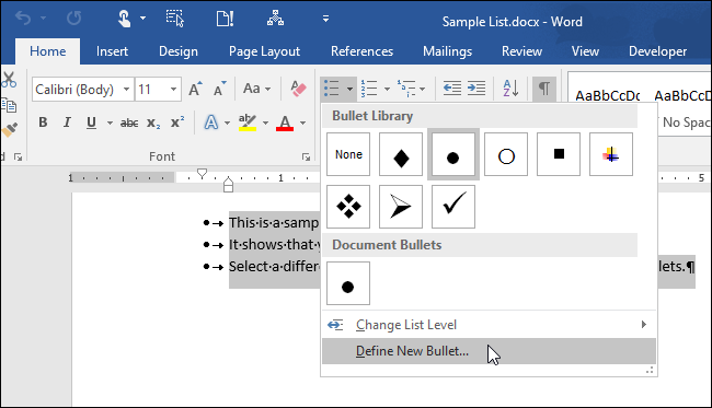 How to Customize the Bullets in a Bulleted List in Word