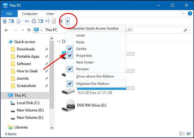 How to Customize File Explorer's Quick Access Toolbar in Windows 10