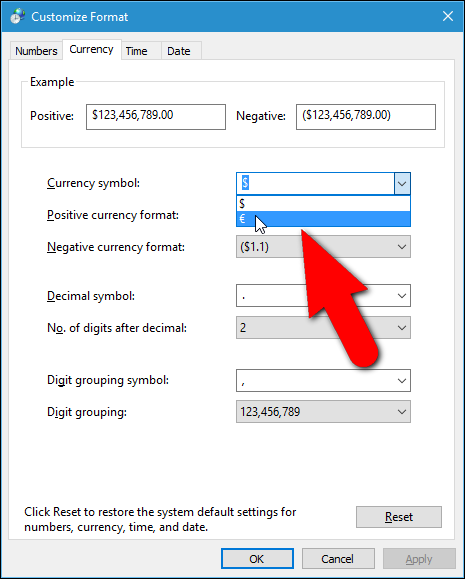 How to Change Windows' Default Currency from Dollars to Euros