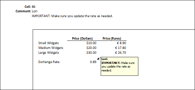 How to Print a Worksheet with Comments in Excel