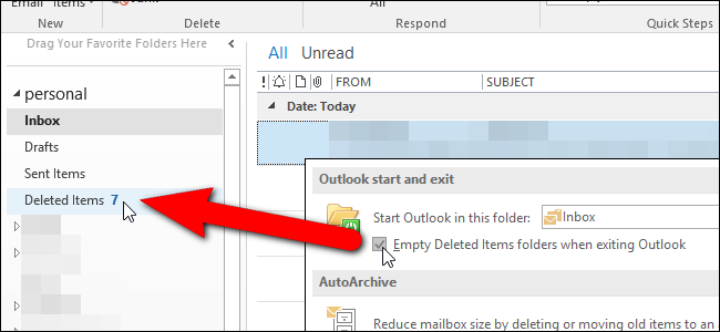 How to Automatically Empty the Deleted Items Folder When Exiting Outlook