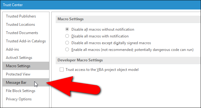 How to Disable the Security Warning Message Bar in Microsoft Office ...