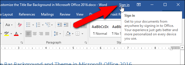 How to Customize the Title Bar Theme in Microsoft Office 2016