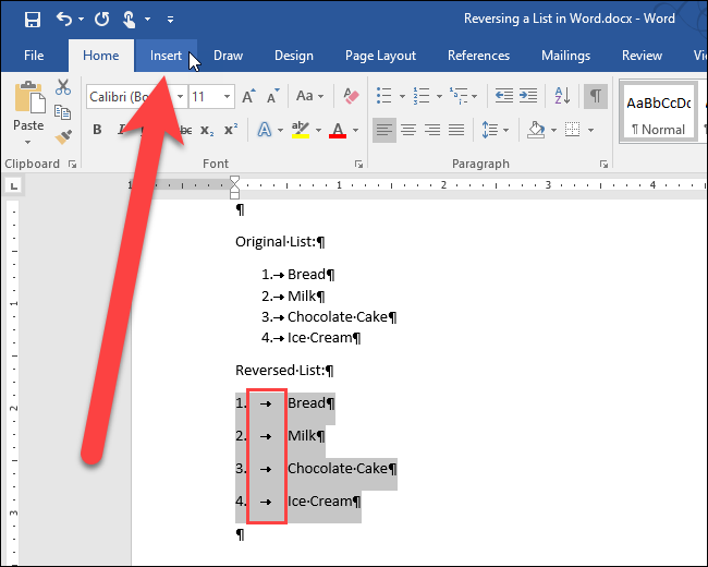 How to Reverse a Numbered or Bulleted List in Microsoft Word
