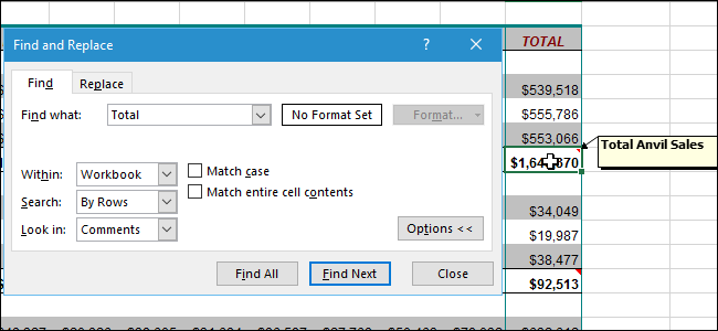 How to Search Through Comments in Excel