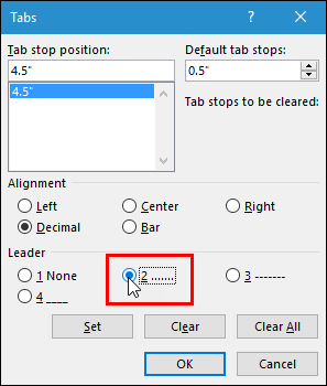 How to Add a Tab Leader to a Tab Stop in Microsoft Word