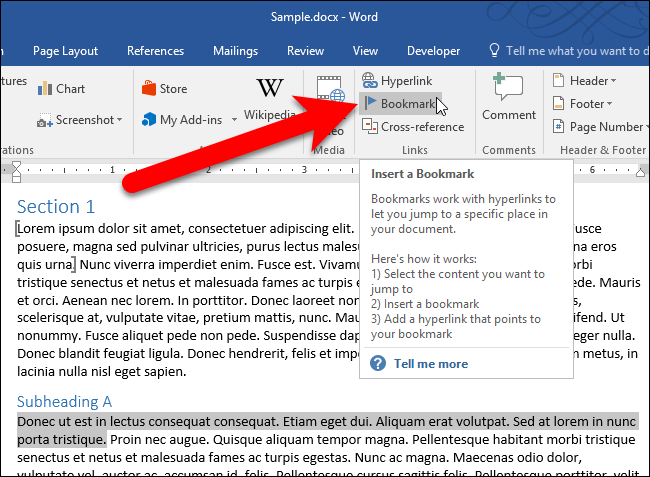 How to Reuse or Move a Bookmark in Microsoft Word