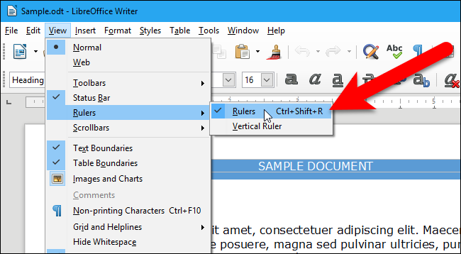 How to Show and Hide the Rulers in LibreOffice Writer
