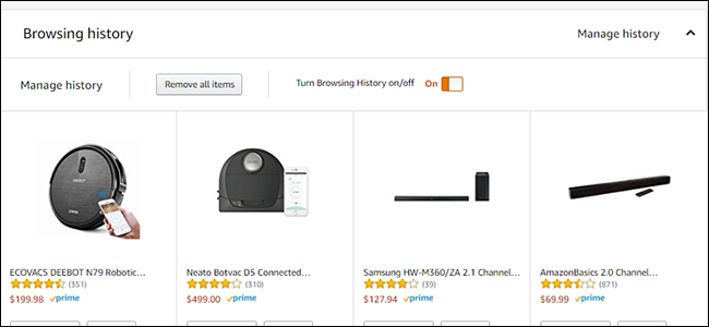 How to Delete Items From Your Amazon Browsing History