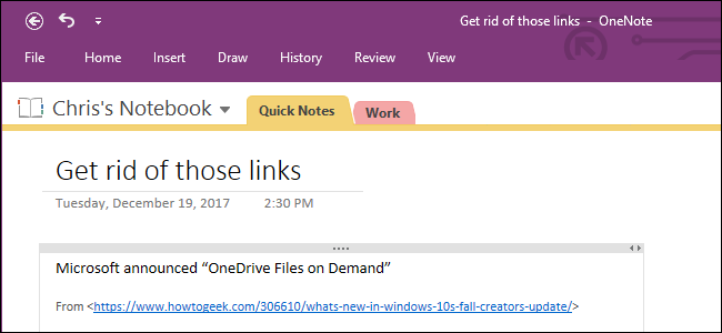 How to Disable Website Links When Pasting Text Into OneNote