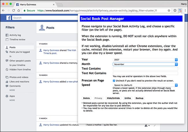 How to Quickly Delete Lots of Old Facebook Posts