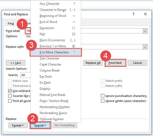 How to Use Wildcards When Searching in Word 2016