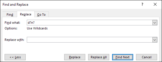 How to Use Wildcards When Searching in Word 2016
