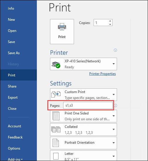 How to Print a Range of Pages in a Multi-Section Word Document