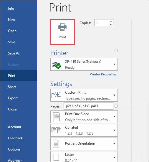 How to Print a Range of Pages in a Multi-Section Word Document
