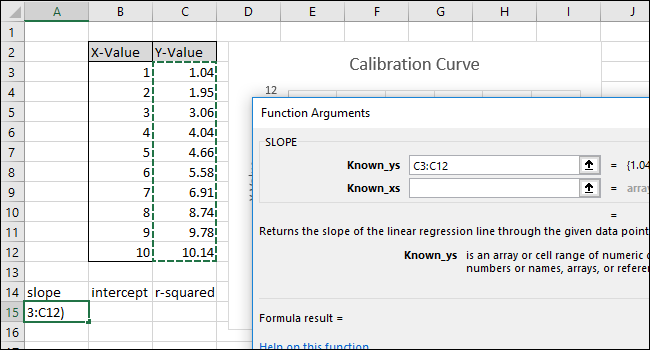 How to Do a Linear Calibration Curve in Excel