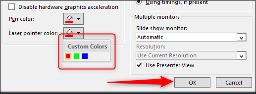 laser pointer not working on powerpoint